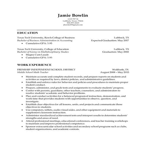 Jamie Bowlin resume | PDF