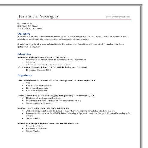 J. Young Jr Resume May 2015 | DOCX
