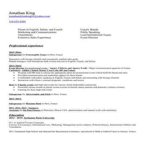 Jonathan King CV (2) | PDF