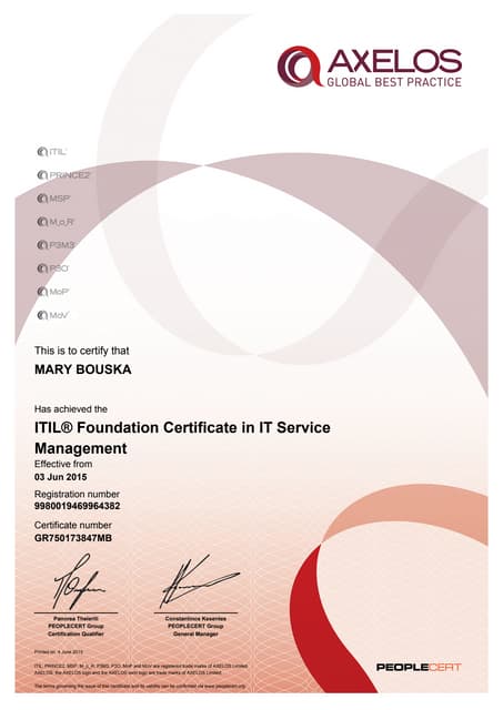 ITIL Foundations Certificate | PDF ITIL Foundations Certificate | PDF