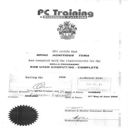 EUC Certificate | PDF