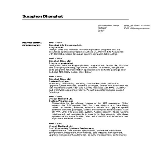Resume - Suraphon | PDF