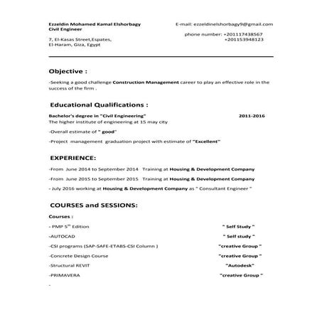 Ezzeldin elshorbagy CV | PDF