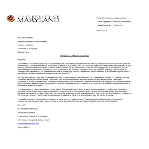 reference letter Chris Hanson | PDF