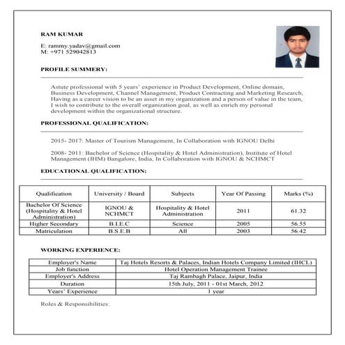 Anil Kumar - Curriculum Vitae | DOC