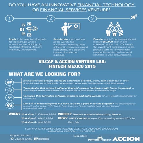 Village Capital-Accion Venture Lab FinTech Mexico 2015 | PDF