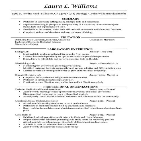 Laura L. Williams Resume 1 | PDF