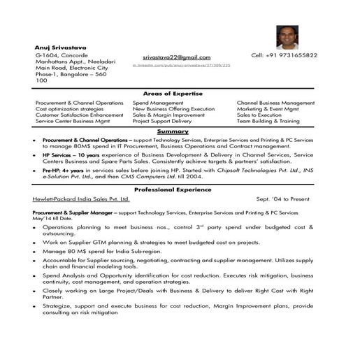 Resume-Anuj Srivastava | PDF | Sales | Business