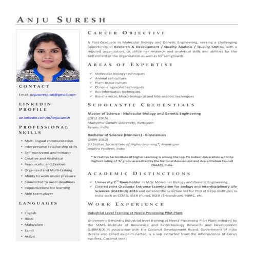 Anju Suresh_Profile | PDF