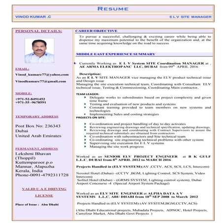 CV - ELV ENGINEER | PDF