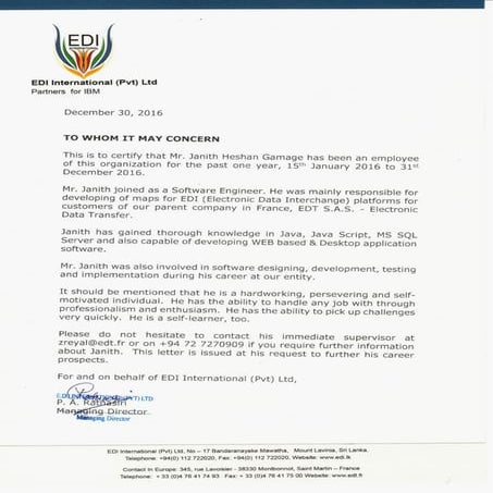 EDI Service Letter | PDF