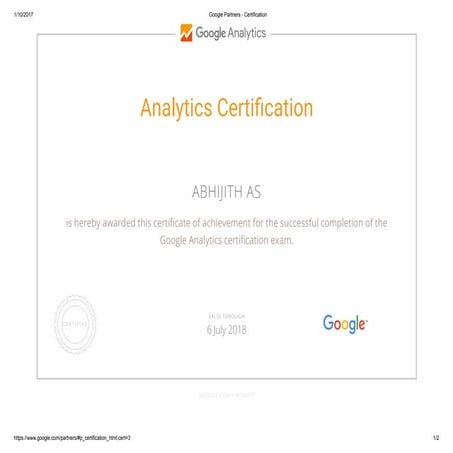 Google Analytics Certification | PPT