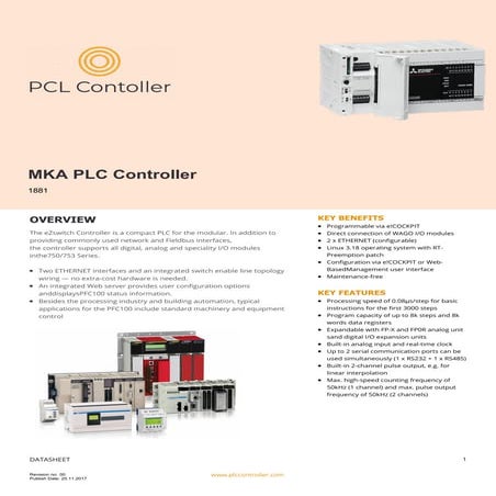 PLC Controller Datasheet Template | PDF