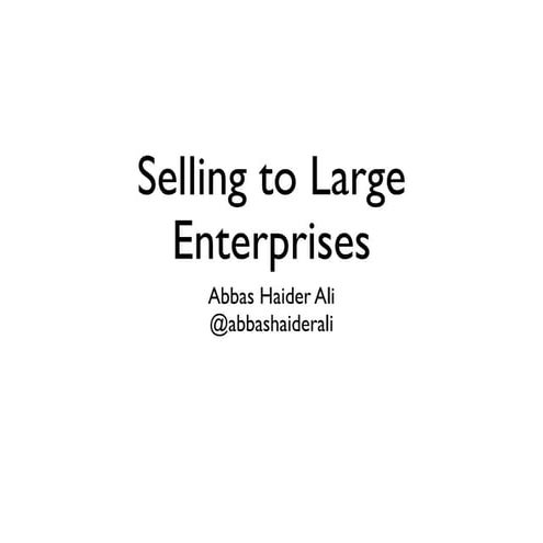 Selling to Large Enterprises - A Practical Guide | PDF
