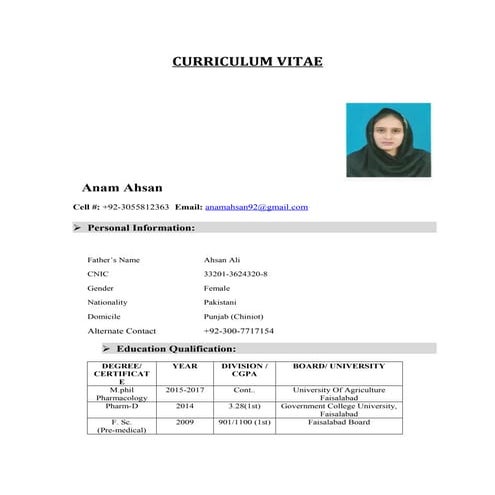 CV(Anam Ahsan) | DOC