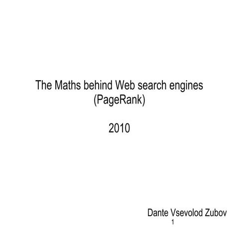 The Maths behind Web search engines | PPT