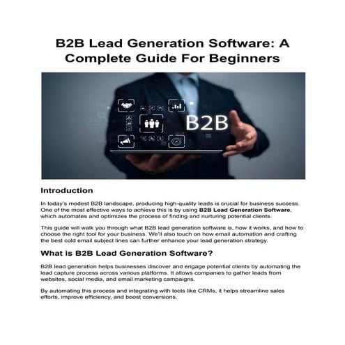 B2B Lead Generation Software: A Complete Guide For Beginners | PDF