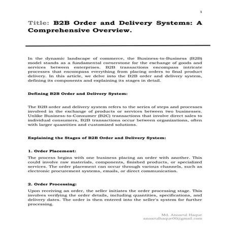 B2B Order and Delivery Systems | DOCX