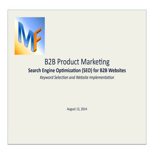 B2B SaaS Marketing - B2B Search Engine Optimization (SEO) | PDF