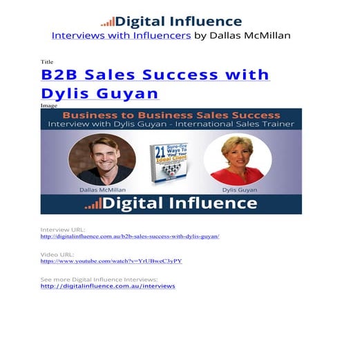B2 b sales success with Dylis Guyan - international sales trainer | PDF