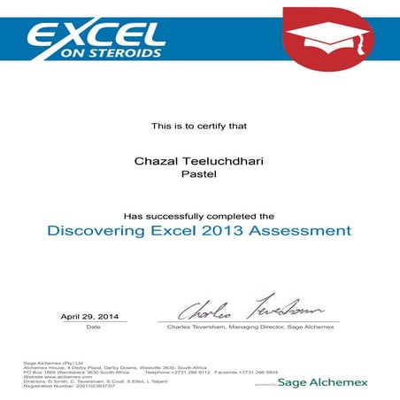 Excel Certificate | PDF