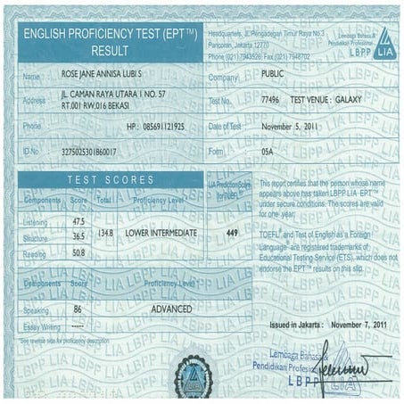 TOEFL LIA 2011 | PDF