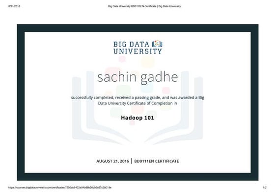 Big Data University Bd0211en Certificate Big Data University Ppt 9047