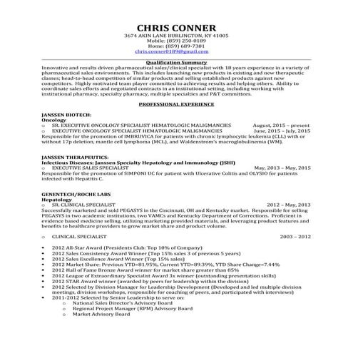Resume Chris Conner 082015v2 | PDF