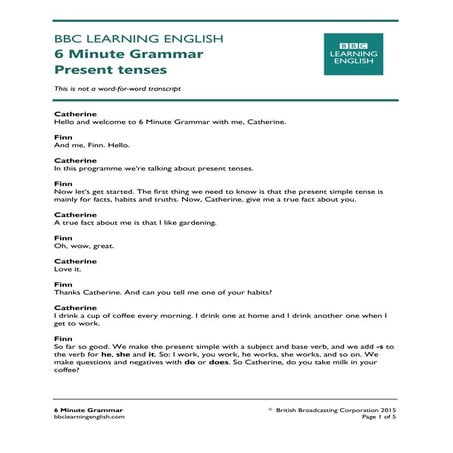 B2 u1 6min_gram_present_tenses | PDF | Talk Radio | Genres