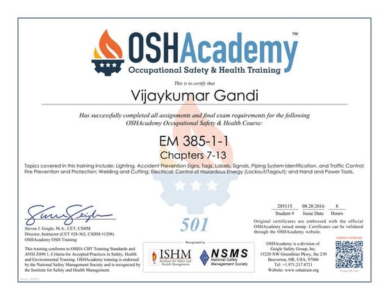 40-hour EM 385-1-1 Construction Safety Hazard Awareness | PDF