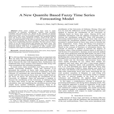 A New Quantile Based Fuzzy Time Series Forecasting Model Pdf