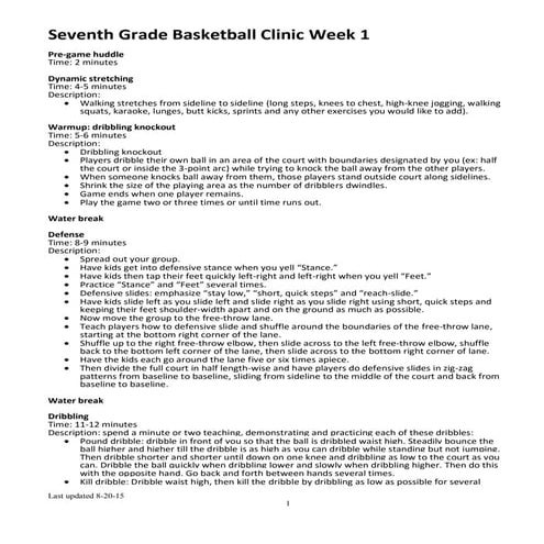 Seventh Grade Basketball Curriculum Downers Grove Park District | PDF ...
