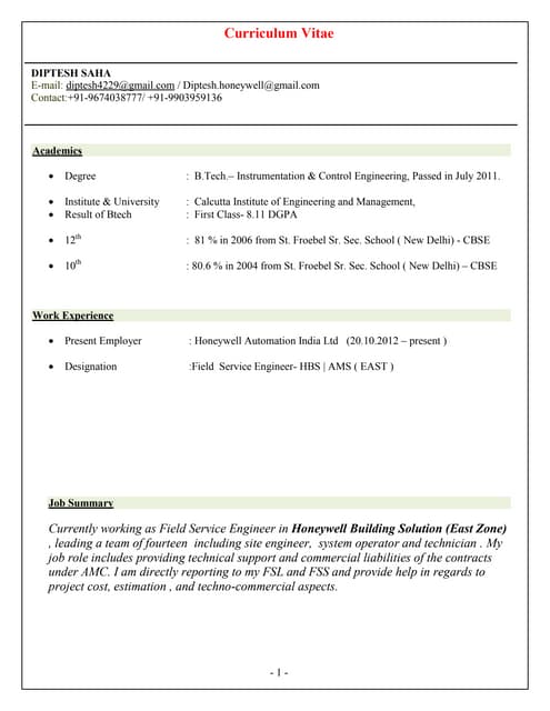 ELV ENGINEER RESUME | DOC