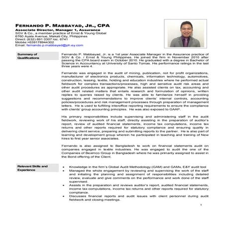 FERNANDO MABBAYAD_CV FORM | PDF