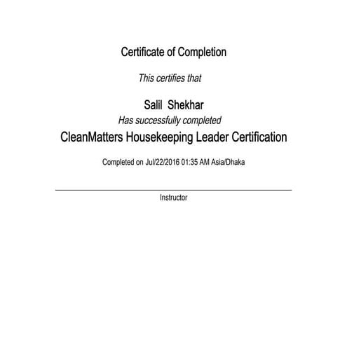 CleanMatters Housekeeping Leader Certificationt | PPT