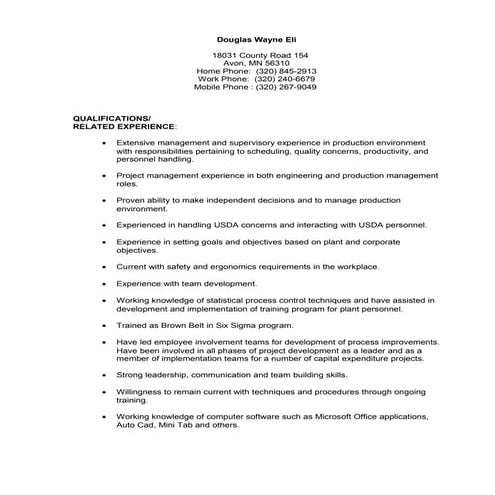 Douglas Wayne Eli Resume 2015 | DOC