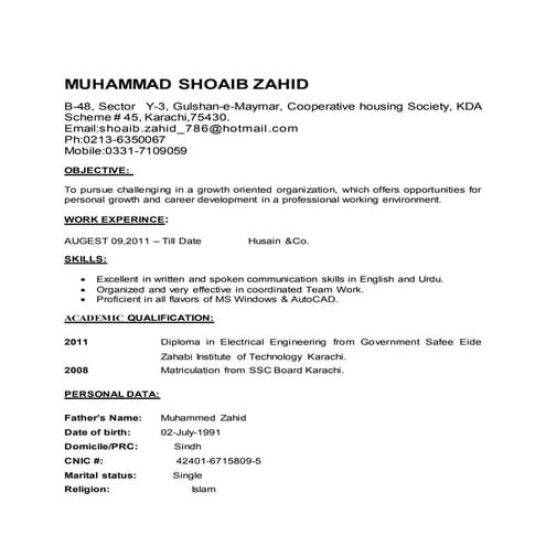 Shoaib CV (new) | DOCX