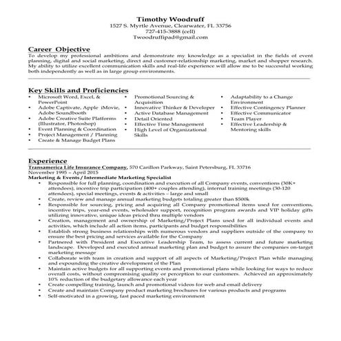 Tim Woodruff Resume April 10 2015 | PDF