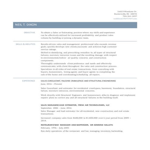 Neil Dixon 2016 resume | DOCX