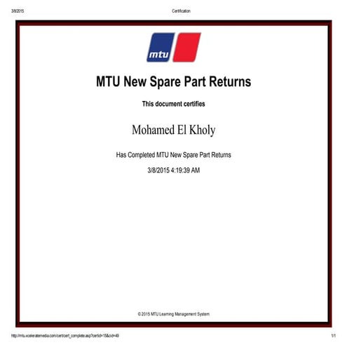 Parts Return Certificate | PDF