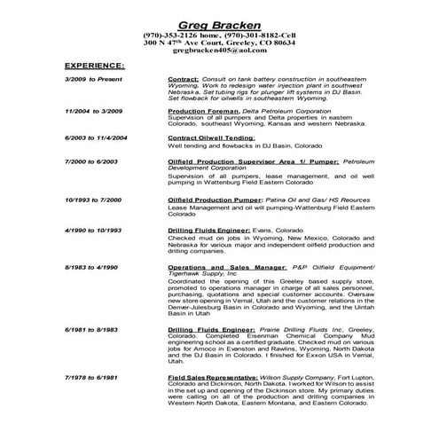 Greg Bracken Resume 2016 | DOCX