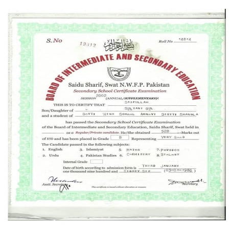 SSC Certificate 1 | PDF