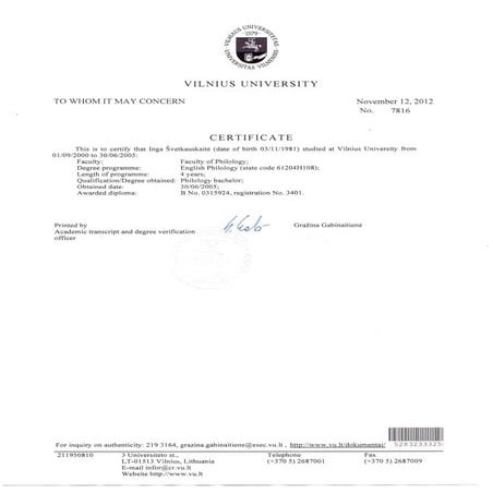 University certificate | PDF