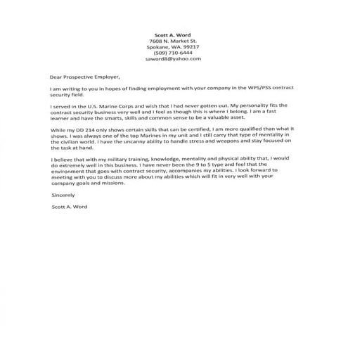 Military Cover Letter and Resume | PDF