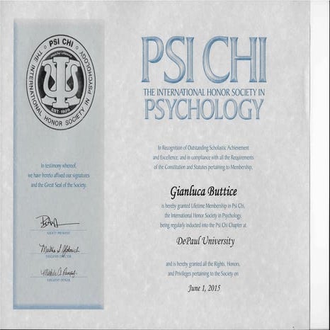 Psi Chi Certification: The International Honor Society in Psychology. | PPT