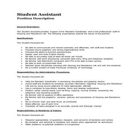 Student Assistant | DOCX