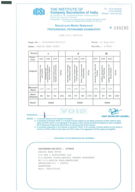 CA INTER PASS CERTIFICATE | PDF