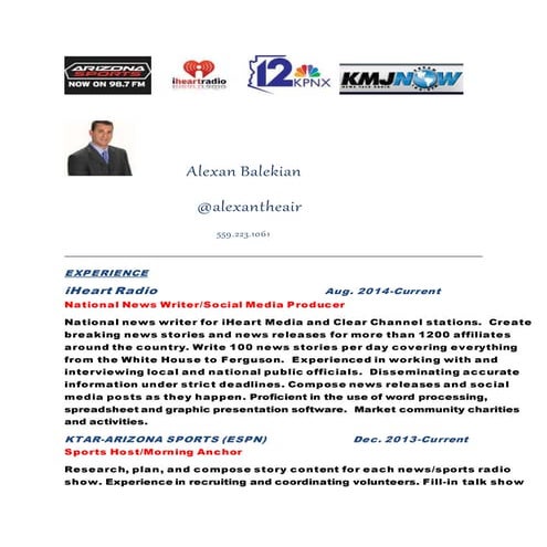 Alexan Balekian resume 2015 | DOCX