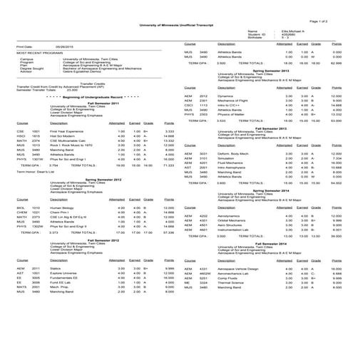 UnofficialTranscript | PDF | Undergraduate Education | College Education