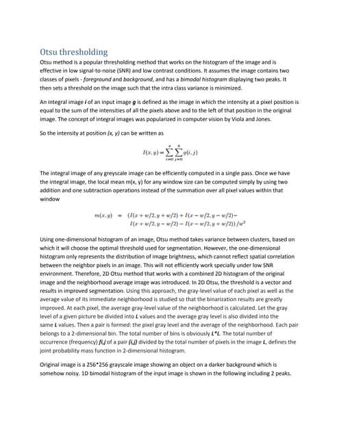Global Thresholding algorithm Using Otsu’s Method | PPTX